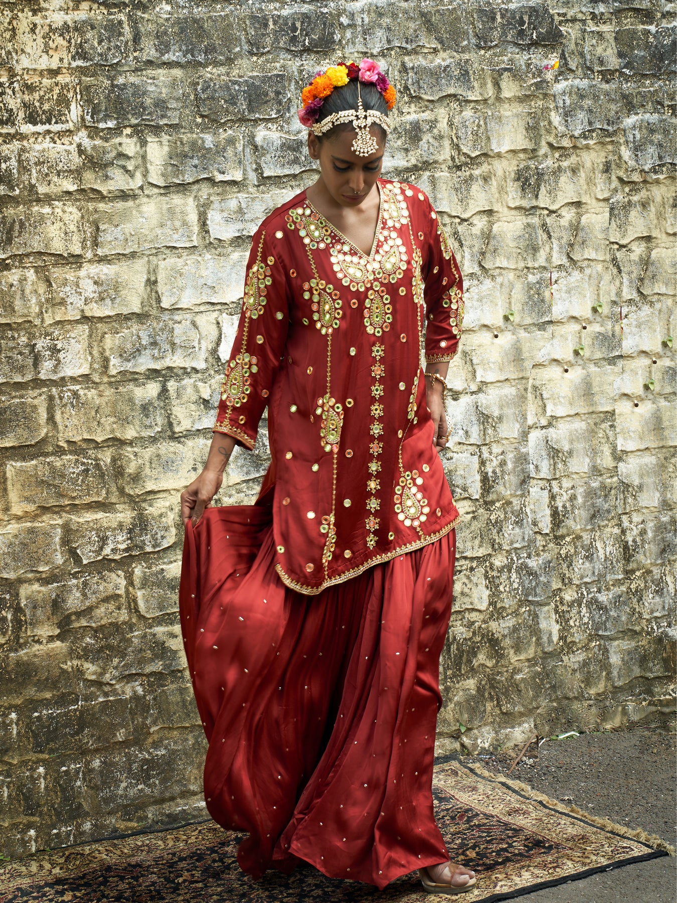 Rust Paisley Sharara – Sheeshakari